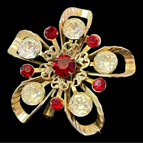 Jewelry | Vintage Red And White Rhinestone Filigree Design Vampire ...